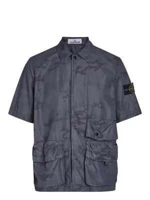 Stone Island Camo-print Cotton-blend Shirt - Grey