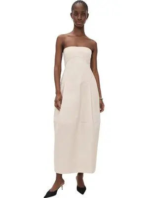 ST. AGNI Canvas Pleat Cocoon Dress - Shell