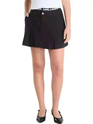 Karl Lagerfeld Logo Waistband Pleated Skirt - Black