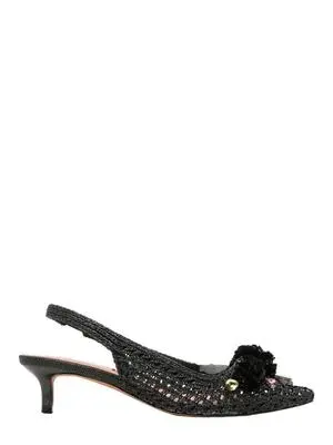 BIBI LOU Acer Embellished Crochet Slingback Pumps - Black