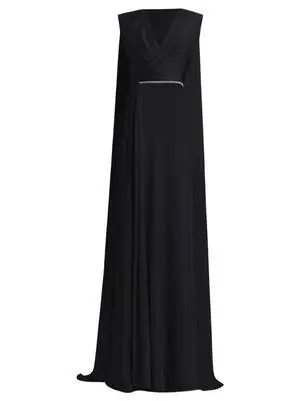 GEMY MAALOUF Cape-back V-neck Gown - Black