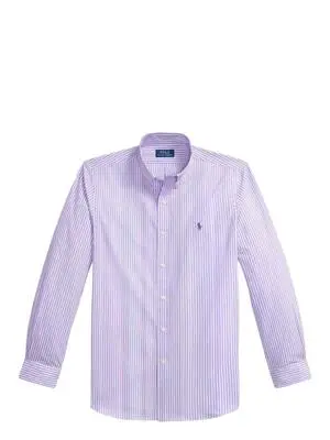 Polo Ralph Lauren Striped Embroidered-logo Shirt Purple