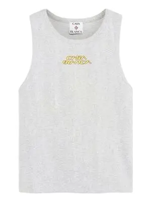 CASABLANCA Ribbed-Knit Tank Top With Logo