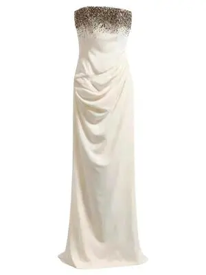 Amen Crystal-embellished Draped Gown - White