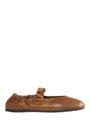 Miu Miu Leather Ballerinas - Brown