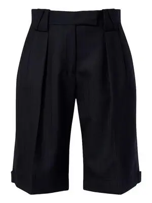 Versace Pinstriped Virgin Wool Bermuda Shorts - Blue