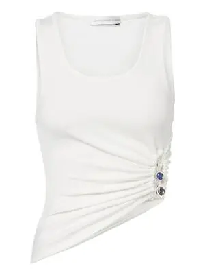 Christopher Esber Droplet Crystal Embellished Ruched Tank Top - White