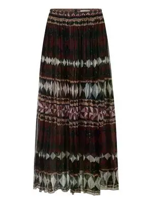 INTO THE EAST Geometric-print Midi Skirt - Red