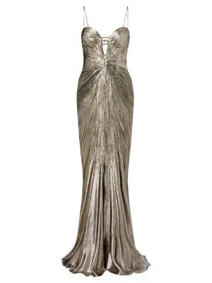MARIA LUCIA HOHAN Dakota Lamé Chiffon Gown Silver
