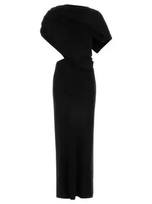 Alberta Ferretti Draped Cut-out Maxi Dress - Black