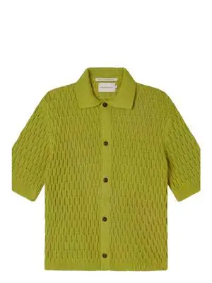 PEREGRINE Honeycomb-knit Short-sleeve Shirt - Green