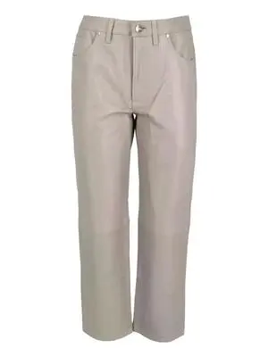 GOLDSIGN Straight-leg Leather Trousers - Grey