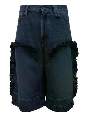 Simone Rocha Ruffled Trim Denim Shorts - Blue