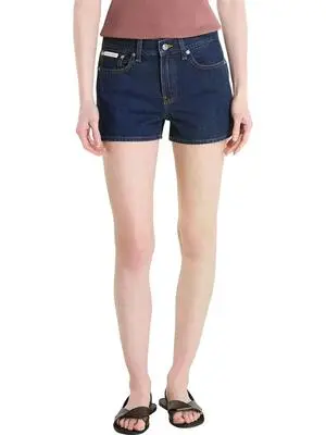 Calvin Klein Logo-patch Denim Shorts - Blue