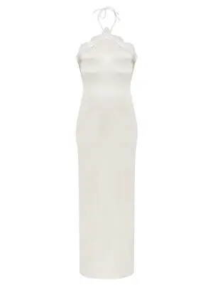 Oseree Dress With Lace Trim - White