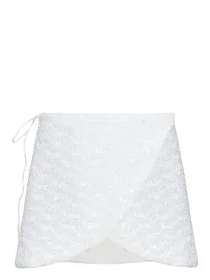Oseree Sequin Mini Skirt - White