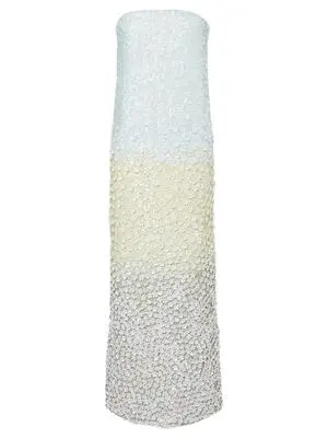 LA FUORI Embellished Silk Bustier Gown - Green