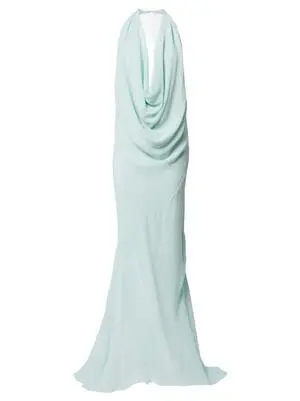 MUGLER Draped Sheer Silk Crêpe Georgette Gown - Blue