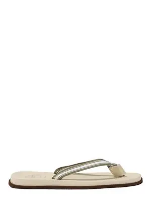 Brunello Cucinelli Leather-trimmed Thong Sandals - Green