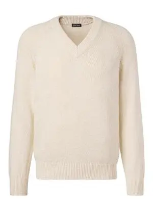 Zegna Cotton V-neck Sweater - White