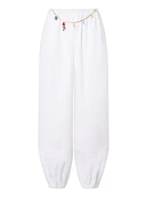 Stella McCartney Embellished Cotton Tapered Pants - White