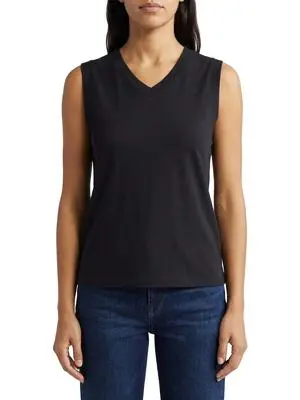 Vince Sleeveless V-neck T-shirt - Black