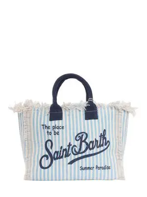 MC2 SAINT BARTH Mc2 Saint Barth Colette Cotton Canvas Bag Sky