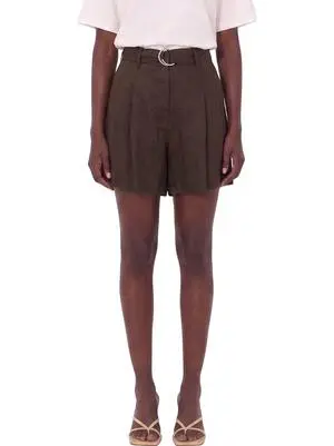 ERMANNO FIRENZE Tailored Shorts With Belt Detail - Brown