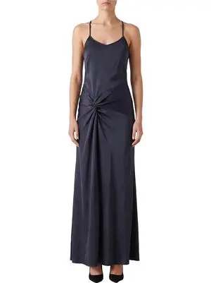 Victoria Beckham Maxi Dress With Knotted Detail - Blue 1
