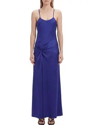 Victoria Beckham Maxi Dress With Knotted Detail - Blue