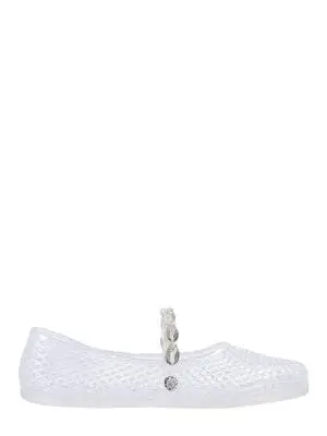 ANCIENT GREEK SANDALS Ancient Greek Perforated PVC Ballet Flats With Shell Appliqué Transparent