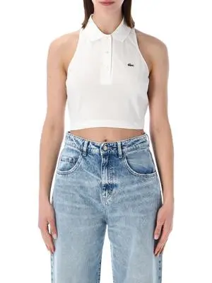 Lacoste Cropped Polo Top - White