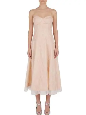 Alberta Ferretti Lace Midi Dress - Blush Pink