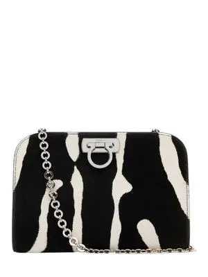 FERRAGAMO Zebra Print Clutch With Chain Strap - Multicolor