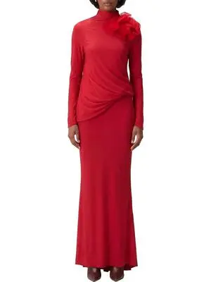 Magda Butrym Long Sleeve Maxi Dress With Draping - Red