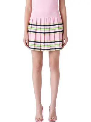 Casablanca Pleated Skirt With Stripe Detail - Pink