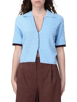 Pinko Viscose Blend Polo Cardigan - Blue