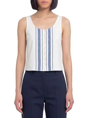 LOW CLASSIC Striped Button-up Tank Top - Blue