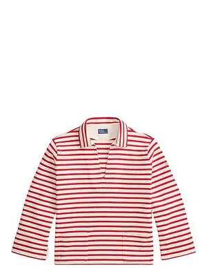 Polo Ralph Lauren Striped Open-collar Cotton Polo Shirt - Red