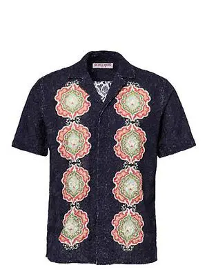 Orlebar Brown Maitan Passetto Embroidered Cotton Shirt - Night Iris