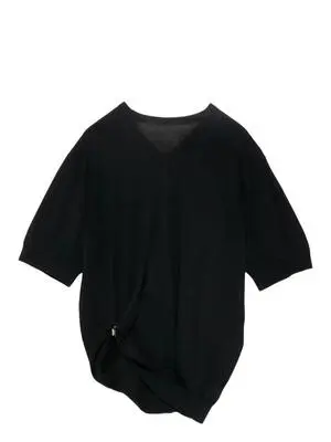 JNBY V-neck Cotton Pullover - Black