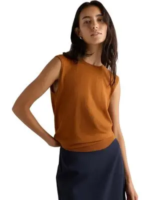 Quince Quince Lightweight Cotton Cashmere Sweater Tank Top Rustica Brown