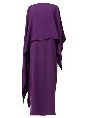 LEEM Relaxed-fit Woven Maxi Dress With Asymmetric Cape Overlay - Purple