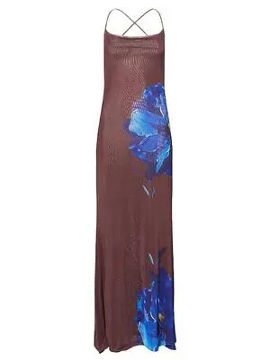 GRACEJACOB Gracejacob Sapphire Mesh Maxi Dress