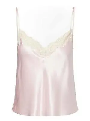 REFORMATION Lace-trim Silk Top - Cherry