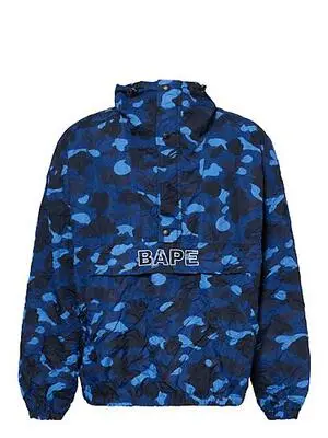 A BATHING APE Camouflage Print Hooded Shell Jacket - Navy