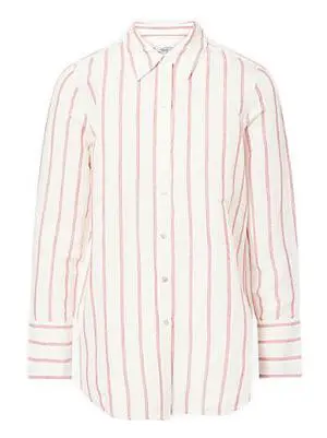 Rails Striped Linen-blend Shirt - Scarlet Ivory Stripe