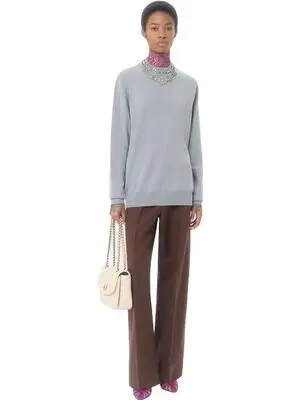 Valentino Garavani Embroidered Wool Sweater - Black / White / Pink / Gray