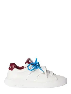 Miu Miu Leather Sneakers - White/crimson