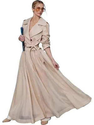 Alice + Olivia Nevada Sheer Combo Trench Coat - Neutral
